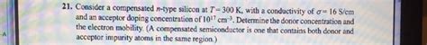 Solved Consider A Compensated N Type Silicon At T 300 K