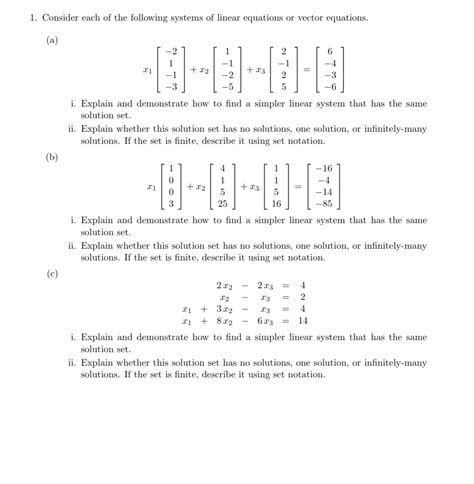 Solved 1 Consider Each Of The Following Systems Of Linear