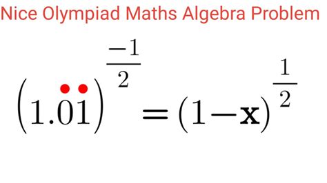 Nice Olympiad Maths Algebra Problem Youtube