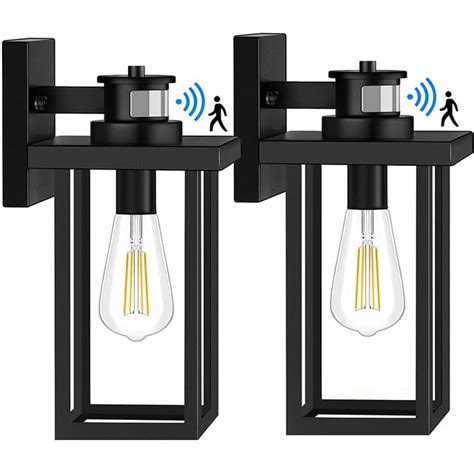 2 Pack Motion Sensor Outdoor Wall Lightsdusk To Dawn Wall Mountblack