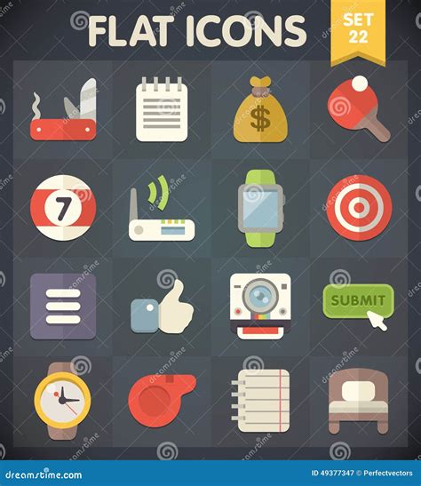 Universal Flat Icons For Web And Mobile Set 22 Stock Vector Illustration Of Pool Flat 49377347