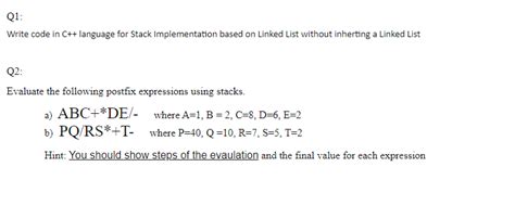 Solved Write Code In C Language For Stack Implementation Chegg