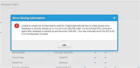 Unable To Create Full Text Search Index Data Access Error Database Is Not Fully Started Up