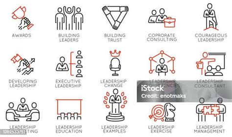 리더십 개발 범주 임원 및 교육과 관련된 선형 아이콘의 벡터 집합입니다 모노 라인 픽토그램 및 인포그래픽 디자인 요소 아이콘에 대한 스톡 벡터 아트 및 기타 이미지 Istock