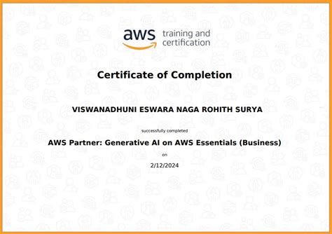 Completed Generative Ai On Aws Course Rohith Surya Viswanadhuni Posted On The Topic Linkedin