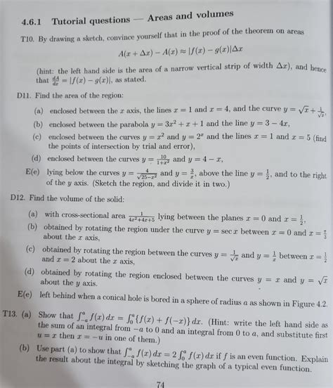 Solved Areas And Volumes Tutorial Questions T By Chegg Com