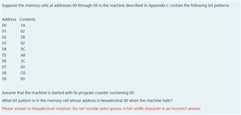 Solved Suppose The Memory Cells At Addresses 00 Through 09