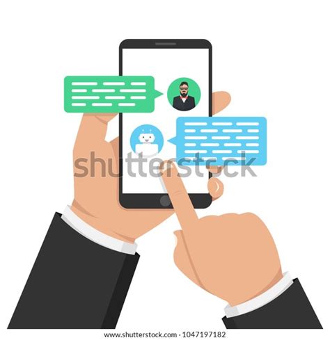 Chatbot Concept Man Chatting Chat Bot Stock Vector Royalty Free 1047197182 Shutterstock
