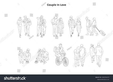 Couple Love People Line Cad Art Stock Vector Royalty Free 2242354373