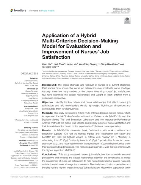 Pdf Application Of A Hybrid Multi Criterion Decision Making Model For Evaluation And