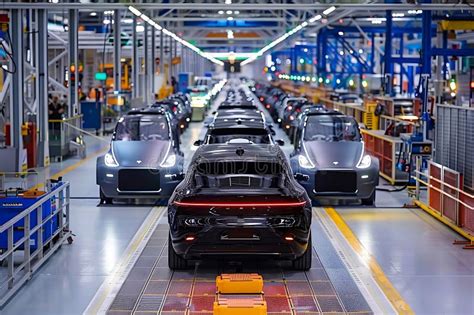 Next Generation Car Assembly Industry With Futuristic Technologies Stock Illustration