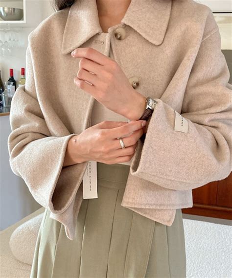 디어로우 몰리 카라 크롭 숏 코트 자켓