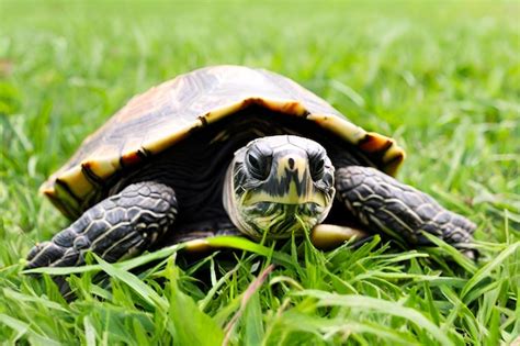 Premium Photo Turtle On The Green Grass