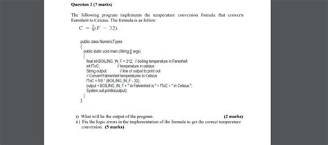 Solved Question 2 7 Marks The Following Program Implements
