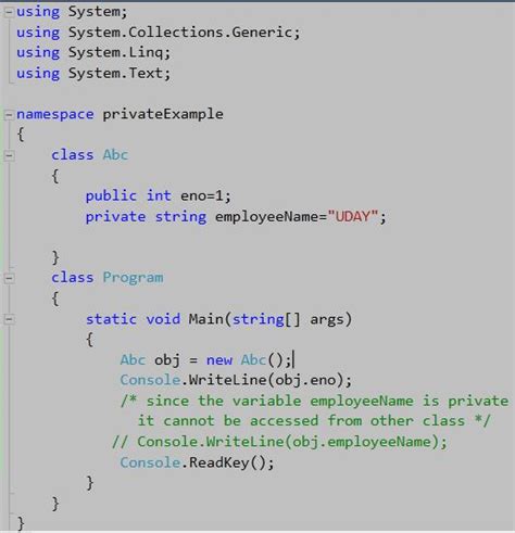 Dotnet Access Specifiers In C