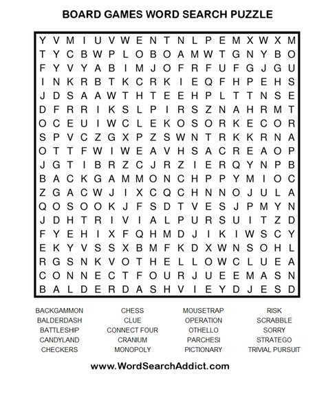 Board Games Printable Word Search Puzzle Artofit