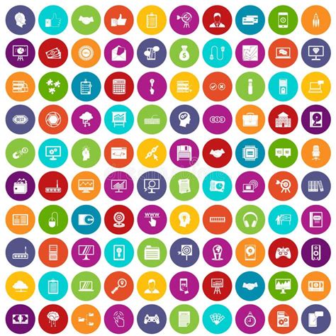 100 Web Development Icons Set Color Stock Vector Illustration Of