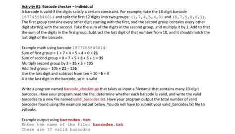 Solved Activity Barcode Checker Individual A Barcode Chegg