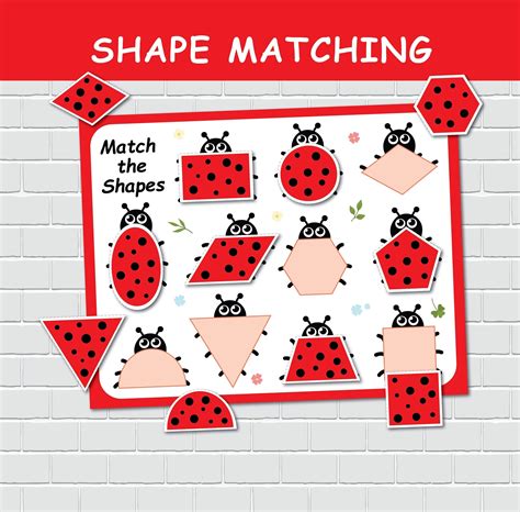 Ladybug Shape Matching Activity D Shapes Summer Busy Book Page File Folder Games Special