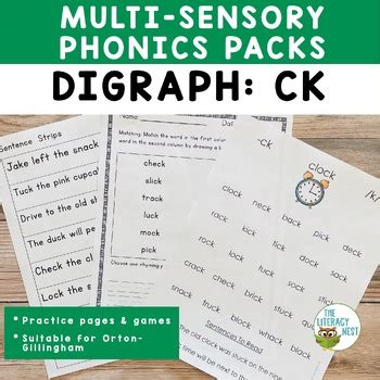 Digraph Ck Worksheets And Activities For Orton Gillingham Lessons