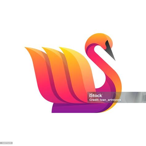 벡터 일러스트 레이 션 백조 그라디언트 다채로운 스타일 가금류에 대한 스톡 벡터 아트 및 기타 이미지 가금류 가축 개념 Istock