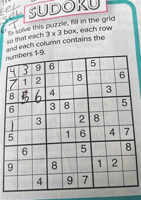 Solved Sudoku To Solve This Puzzle Fill In The Grid So That Each 3 3