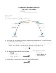 Lab Configure RIPv IFT Network Administration With TCP IP Lab Configure RIPv