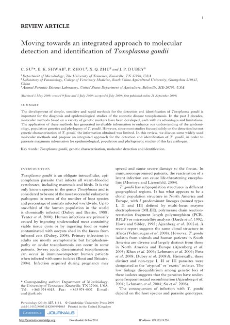 Pdf Moving Towards An Integrated Approach To Molecular Detection And Identification Of