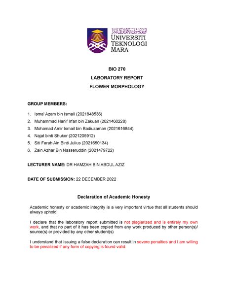 Lab Exp 5 Bio Lab Report Bio270 Bio 270 Laboratory Report Flower