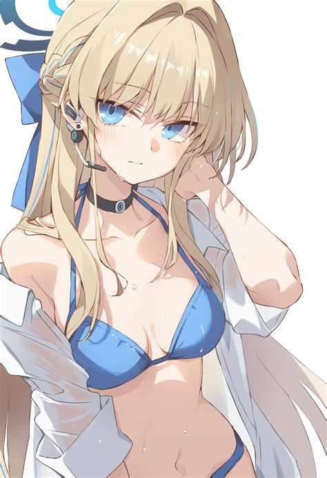 Satou Kibi Toki Blue Archive Blue Archive Highres Girl Bikini Blonde Hair Blue Bikini