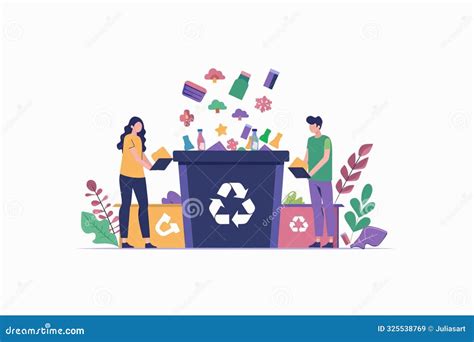 People Are Sorting Garbage Recycling Waste Management Concept Illustration Generative AI