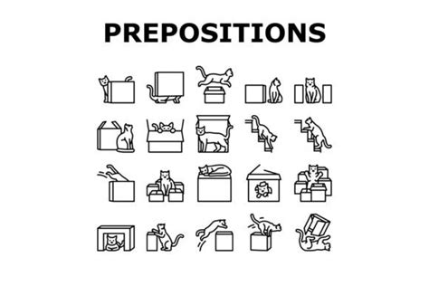 Preposition English Language Icons Set Graphic By Stockvectorwin