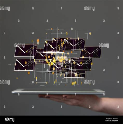 collection of illustrative email symbols surrounded with binary code