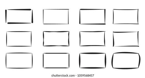 Set Hand Drawn Rectangle Text Box Stock Vector Royalty Free 1059568457 Shutterstock