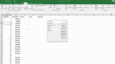 Using The Excel Database Form For Data Entry