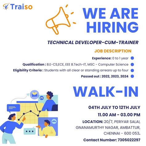 Bharathi Traiso On Linkedin Job Opportunity Developer And Trainer