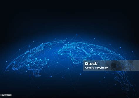글로벌 네트워크 연결입니다 세계 지도 포인트와 라인 구성의 개념은 글로벌 비즈니스 벡터 일러스트 레이 션 바둑판에 대한 스톡