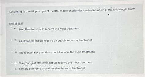 Solved According To The Risk Principle Of The Rnr Model Of
