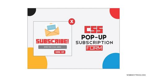 CSS Popup Subscription Form HTML Email Signup Modal Box Web