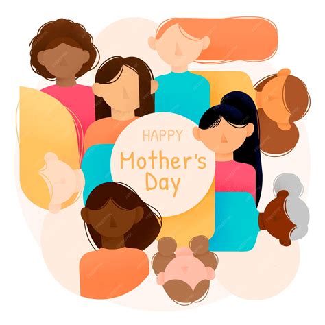 Tarjeta Del Día De La Madre Feliz Inclusiva Dibujada A Mano De Vector