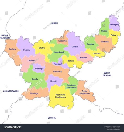 Jharkhand Map Vector Illustration On White Stock Vector Royalty Free