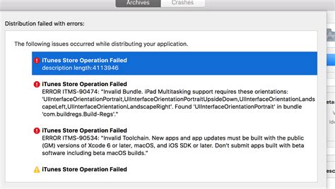 ios itunes store operation failed when uploading app inside xcode