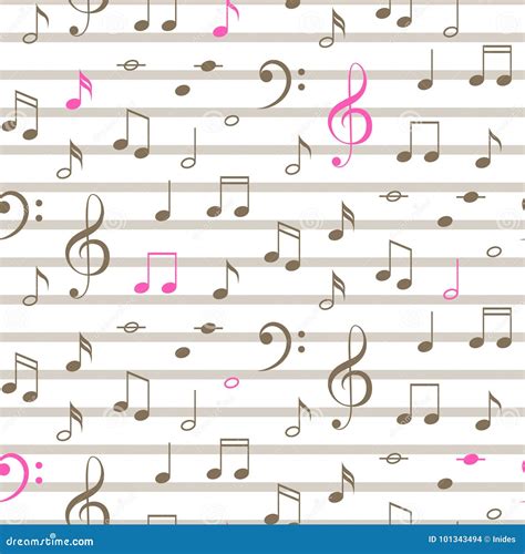 Music Notes Seamless Vector Stripe Pattern Stock Vector Illustration