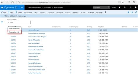 Personalize Grid Views In The New Dynamics AX