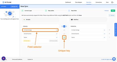 byteline airtable to webflow cms sync using byteline