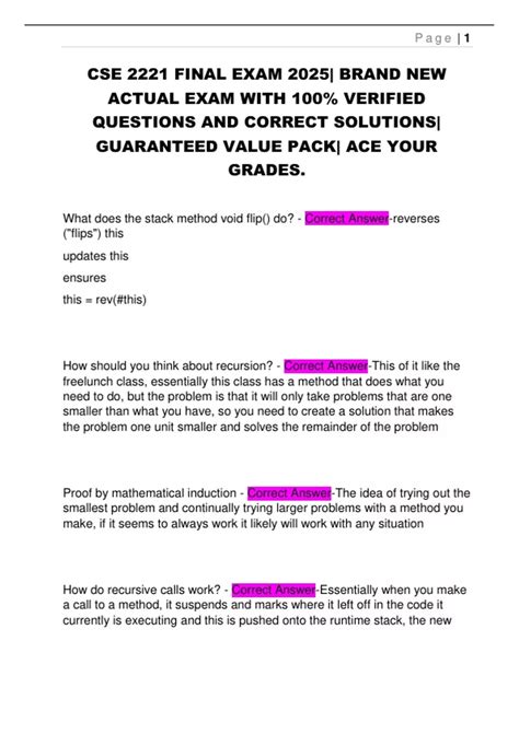 Cse 2221 Final Exam 2025 Brand New Actual Exam With 100 Verified Questions And Correct