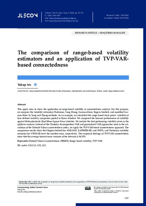 pdf the comparison of range based volatility estimators and an