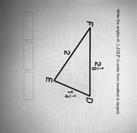 solved write the angles of def in order from smallest to largest