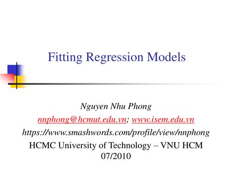 Pdf Fitting Regression Models