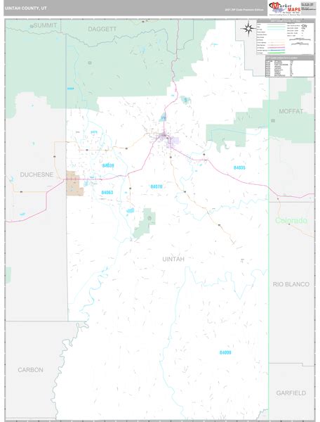 Uintah County Ut Wall Map Premium Style By Marketmaps
